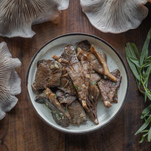 Dry Sauteed Blewits with Shallots and Tarragon
