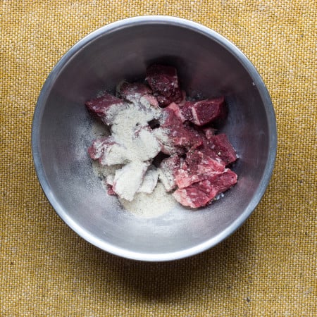 Bison-Black Barley Stew, With Fried Chicken Mushrooms