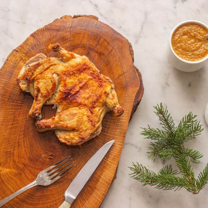 Spruce Brine Chicken with Apple Mustard Sauce - Forager | Chef