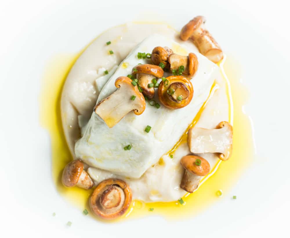 Halibut, Chanterelles and White Bean Puree - Forager | Chef
