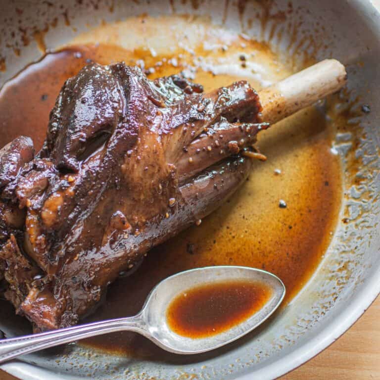 Smoked Venison Shank Glazed with Birch Syrup and Nocino