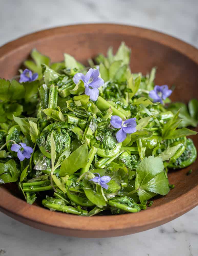 Simple Fiddlehead Fern Salad with Mint