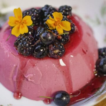 Blueberry Panna Cotta with Edible Flowers - FORAGER | CHEF