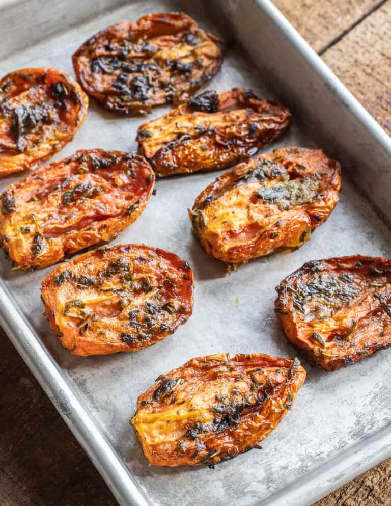 Hedgehog Mushroom Soup with Beans, Watercress and Tomato