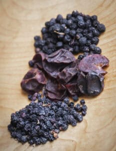 Persimmon-Acorn Pudding with Dried wild Fruit