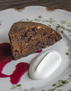 Persimmon-Acorn Pudding with Dried wild Fruit