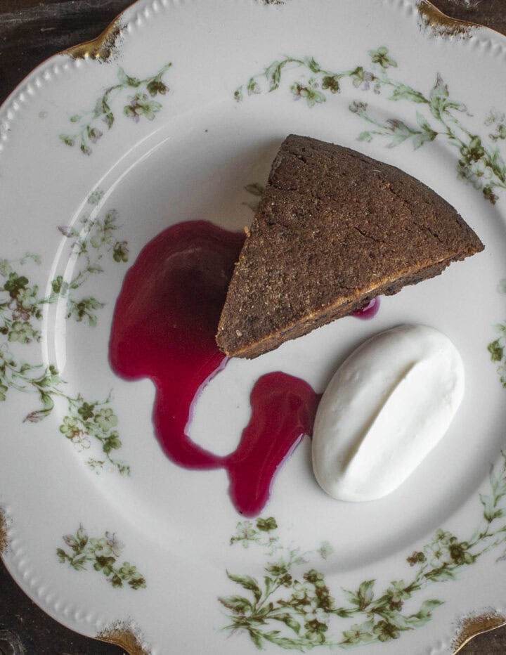 Persimmon-Acorn Pudding with Dried wild Fruit