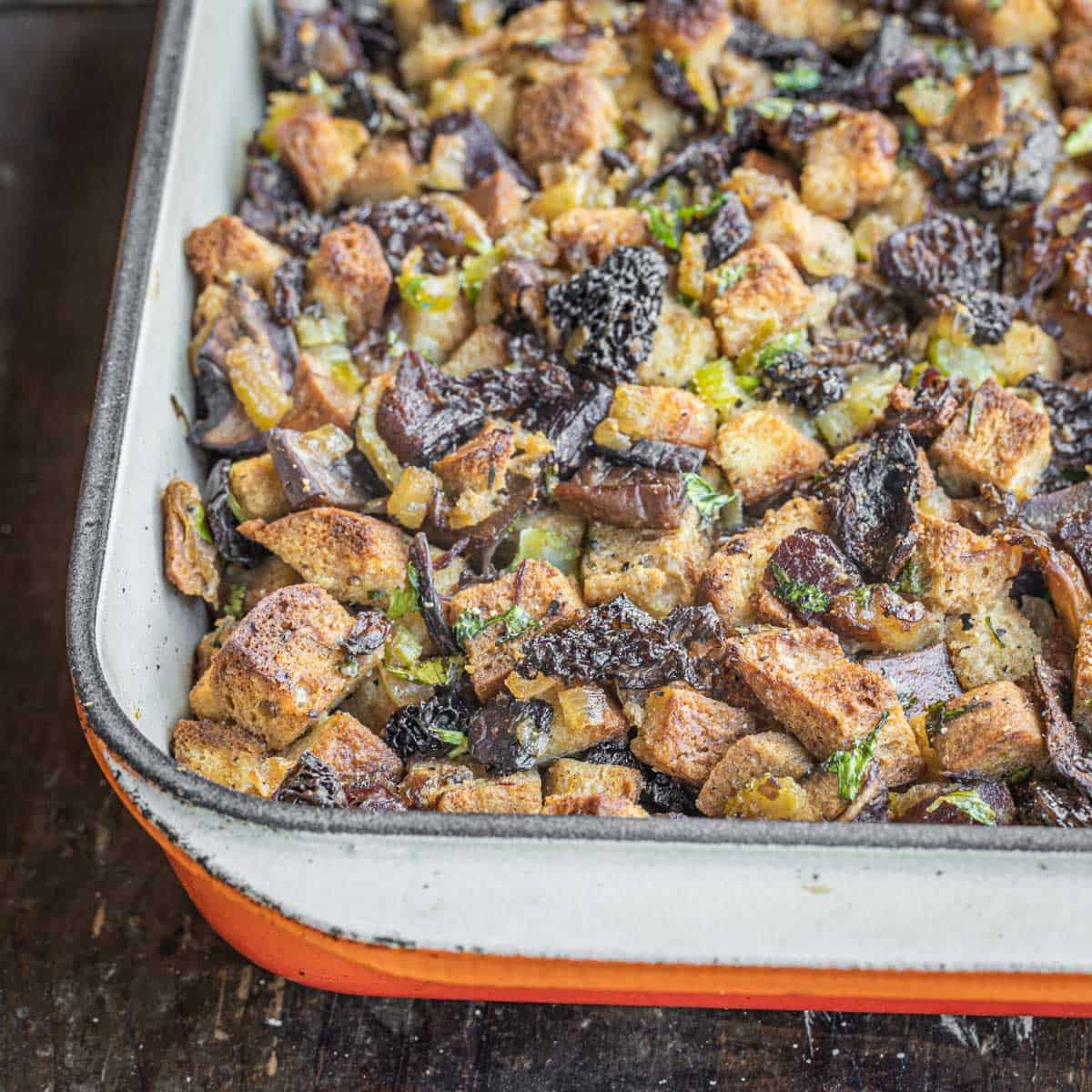 Dried Wild Mushroom Stuffing with Gizzard Confit - Forager | Chef