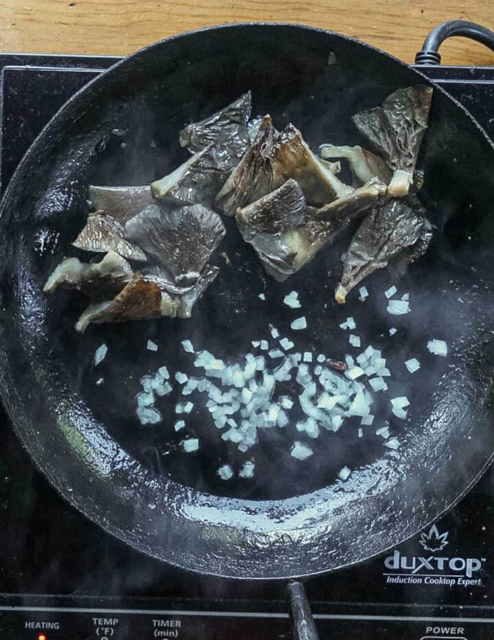 Dry Sauteed Blewits with Shallots and Tarragon