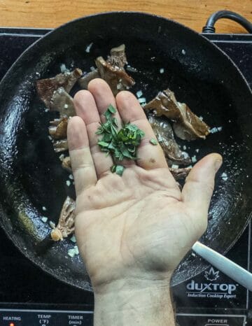 Dry Sauteed Blewits with Shallots and Tarragon