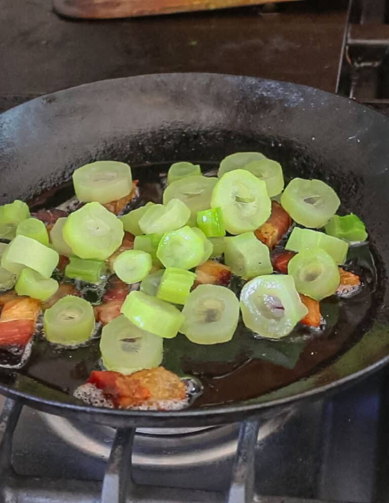 Southern-Style Polk Salad with Eggs + Bacon (Poke Salad Recipe)