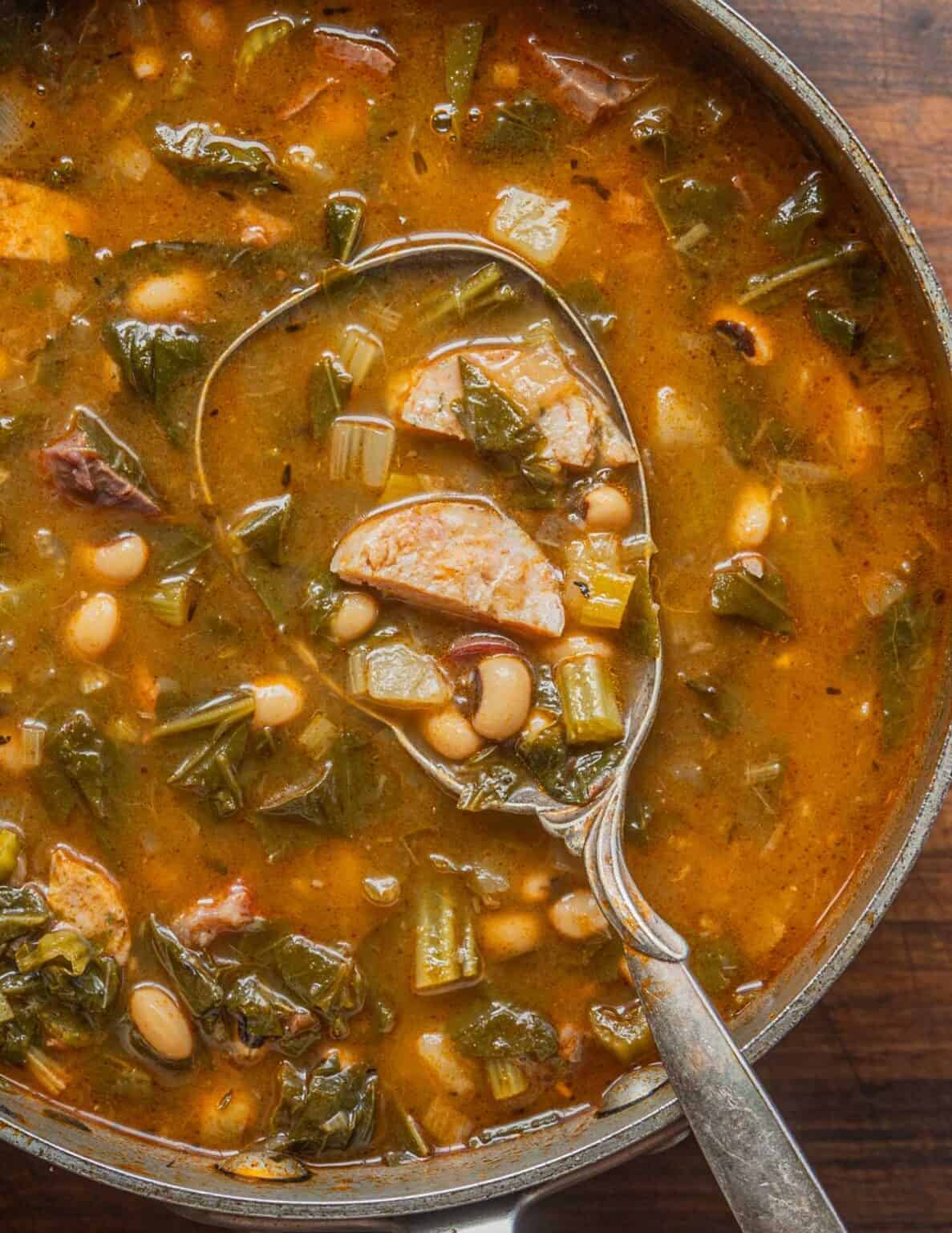 Old Fashioned Turnip Green Soup with Black Eyed Peas - Forager | Chef