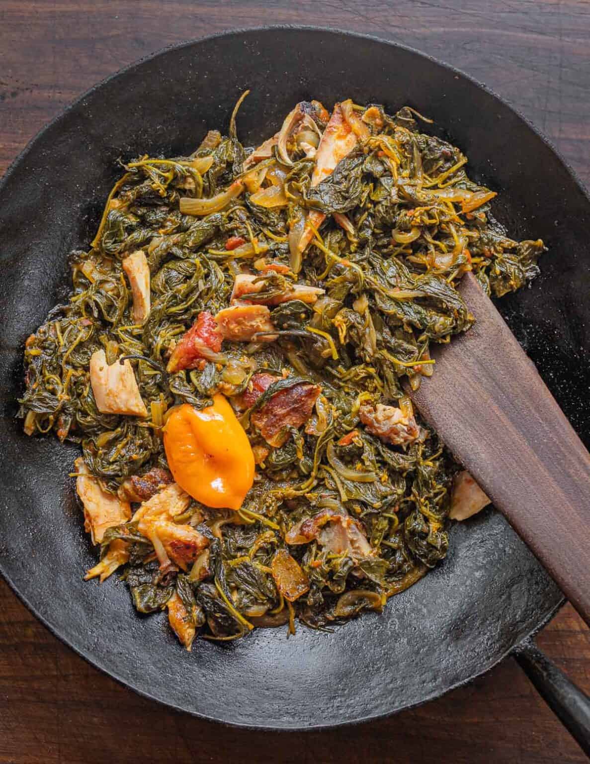 Njama Njama: Braised Garden Huckleberry Greens from Cameroon