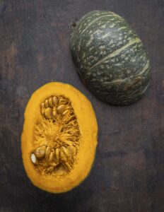 Curried Kabocha Squash Soup with Roasted Pepper Relish